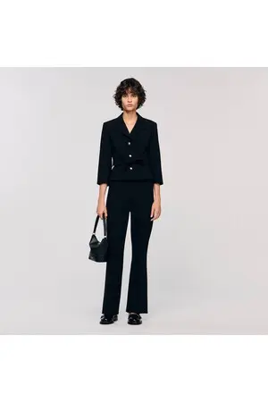 Sandro Straight-leg Trousers With Buttoned Belt