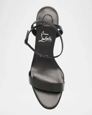 CHRISTIAN LOUBOUTIN 80mm Miss Z Leather Sandals - Black