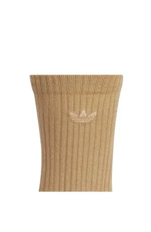 Adidas Assorted 3-pack Trefoil Performance Crew Socks - Brown/heather Grey/ash Blue