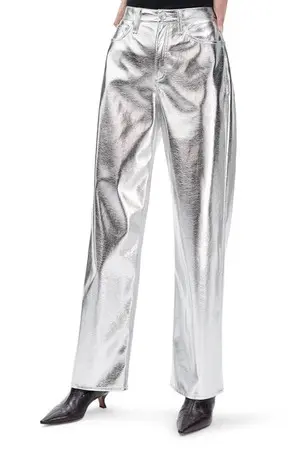Rag & Bone High-waist Faux Leather Wide-leg Pants - Silvr