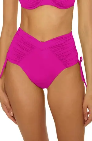 BECCA® By Rebecca Virtue Color Code High Waist Bikini Bottom - Hibiscus