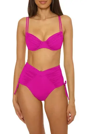 BECCA® By Rebecca Virtue Color Code High Waist Bikini Bottom - Hibiscus