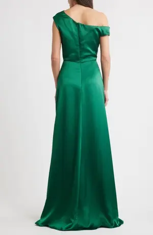 Amsale Alden One-shoulder Satin Gown