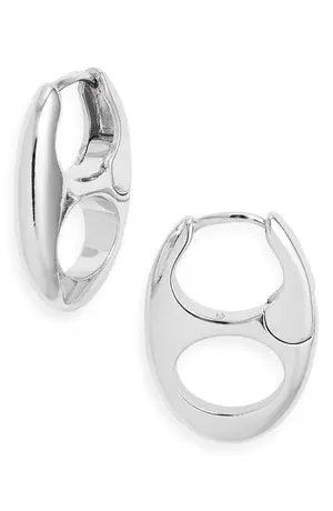 OPEN EDIT Pop Top Huggie Earrings - Silver