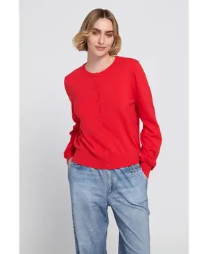 ELLE COLLECTION Fine Gauge Lightweight Cardigan - Red Amour