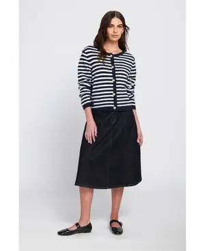 ELLE COLLECTION Fuzzy Striped Cardigan