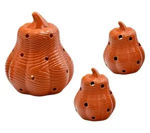 TEMP-TATIONS Woodland Set Of 3 Illuminated Ceramic Gourds - One-color