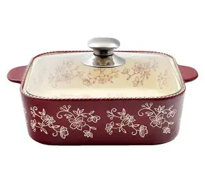 TEMP-TATIONS Floral Lace 2.5-qt Soft Square Baker W/ Lid - One-color