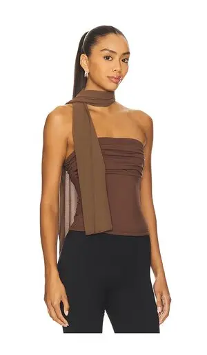 ALL THE WAYS Nataline Top With Scarf - Brown