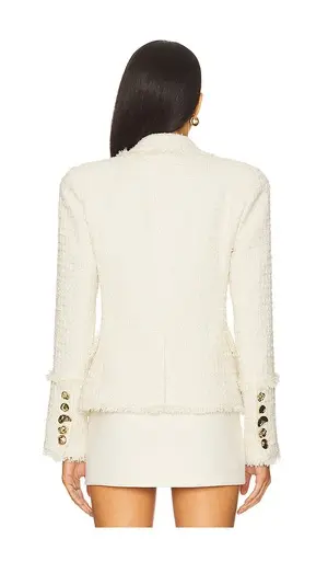 L'Agence Kaisley Fringed Tweed Blazer