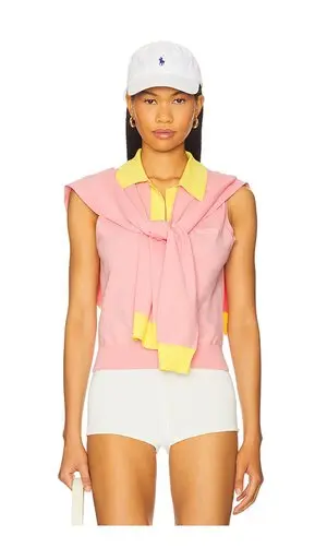 Monse Knitted Polo & Tie Scarf - Pink