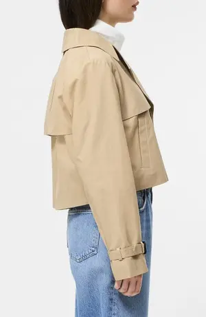 French Connection Crop Cotton Twill Trench Coat