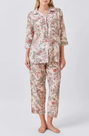 PAPINELLE Layla Cotton & Silk Crop Pajamas - Pink