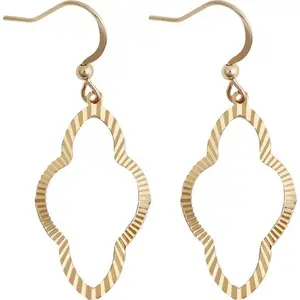 PANACEA Textured Quatrefoil Drop Earrings - Gold
