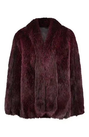 LYLA GRANT Faux Fox Jacket - Wine Multi
