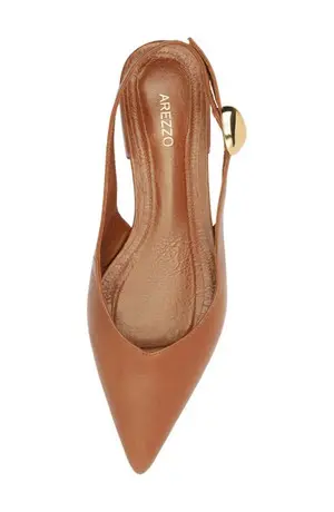 AREZZO Farrah Pointed Toe Slingback Flat - Warm Caramel