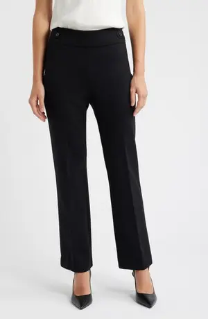 Anne Klein Side Tab Pull-on Straight Leg Trousers