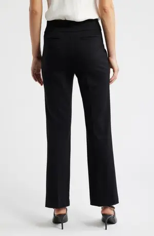 Anne Klein Side Tab Pull-on Straight Leg Trousers