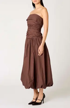 NIA Freya Strapless Dress - Chocolate