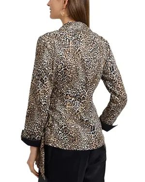 Foxcroft Salina Animal Print Blouse - Brown Multi