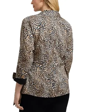 Foxcroft Salina Animal Print Blouse - Brown Multi