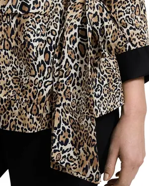 Foxcroft Salina Animal Print Blouse - Brown Multi