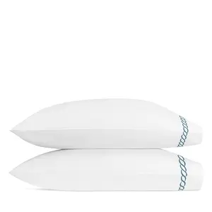 MATOUK Classic Chain Standard Pillow Case, Pair Aqua