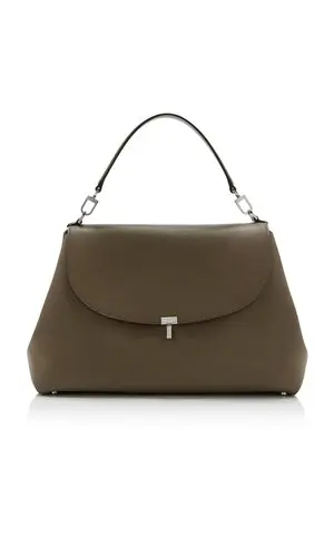 TOTEME T-lock Leather Satchel - Taupe