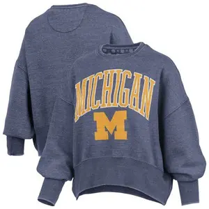 PRESSBOX Michigan Wolverines Oversized Crewneck Sweatshirt - Navy