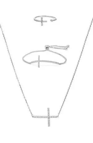 BEARFRUIT JEWELRY Horizontal Cross Adjustable Bracelet Silver