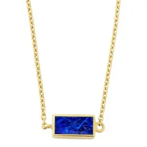 JAN LESLIE Single Station Rectangle Necklace Blue