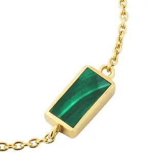 JAN LESLIE Single Station Rectangle Necklace - Green