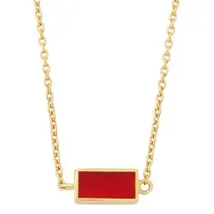 JAN LESLIE Single Station Rectangle Necklace Red