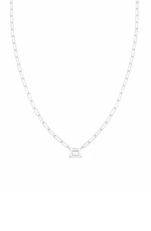BEARFRUIT JEWELRY Sterling 18k Gold Plated Emerald Cut Zirconia Necklace - Silver