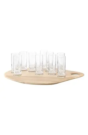 LSA Set Of 12 Shot Glass & Palette Board Set - White