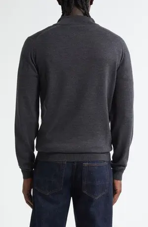 John Smedley Tapton Quarter Zip Merino Wool Sweater - Charcoal
