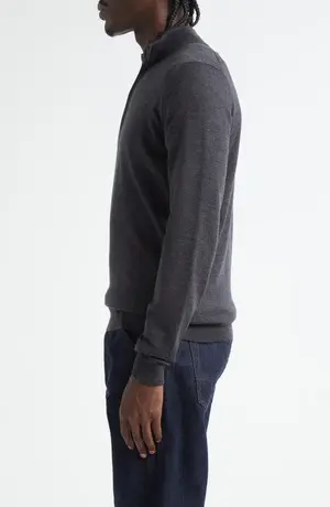 John Smedley Tapton Quarter Zip Merino Wool Sweater - Charcoal