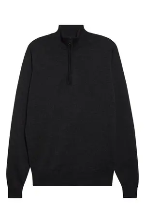 John Smedley Tapton Quarter Zip Merino Wool Sweater - Charcoal