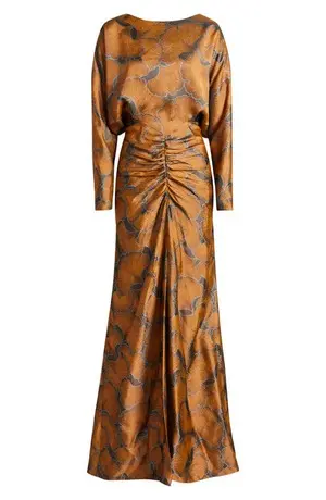 Amsale Long Sleeve Jacquard Gown