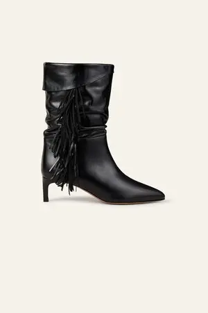 Ba&sh Cardigen Patent Leather Ankle Boots - Black