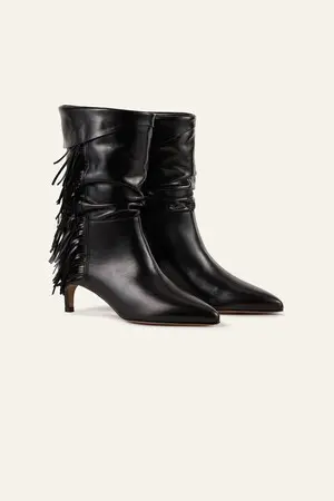 Ba&sh Cardigen Patent Leather Ankle Boots - Black
