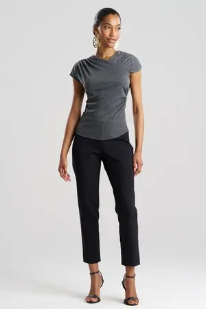 Natori Layering Jersey Rouched Cap-sleeve Top