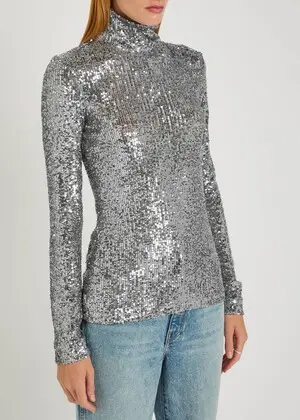 Rabanne Sequin-embellished Mesh Top