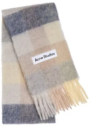 Acne Studios Vally Checked Wool-blend Scarf - Beige