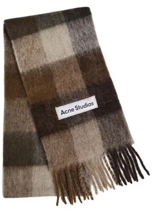 Acne Studios Vally Checked Wool-blend Scarf - Brown