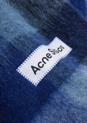 Acne Studios Vally Checked Wool-blend Scarf - Navy