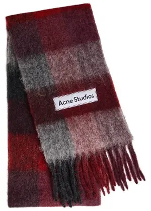 Acne Studios Vally Checked Wool-blend Scarf - Red