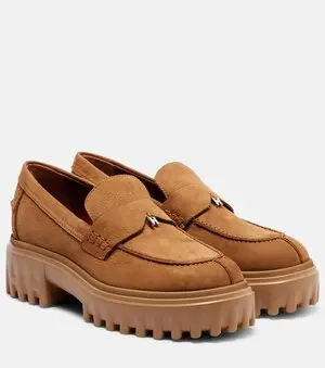 Hogan H700 Leather Platform Loafers - Brown