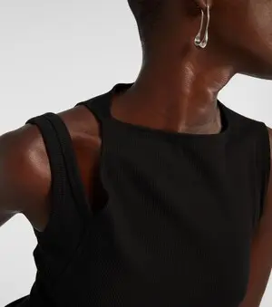 COURREGES Cotton Blend Asymmetrical Top - Black