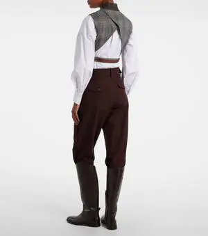 Brunello Cucinelli Belted Checked Virgin Wool Vest